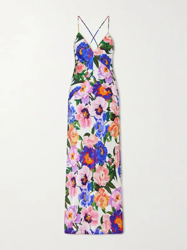 Borgo De Nor Floral-print Satin-crepe Maxi Dress - Multi