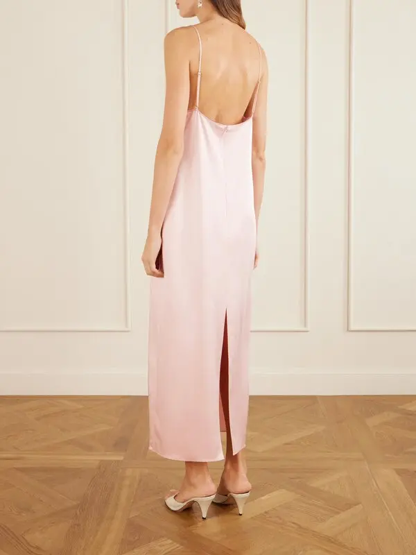 Stella McCartney Lace-trimmed Satin Midi Dress - Pink