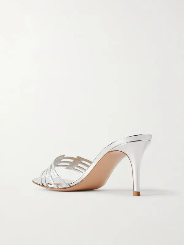 GIANVITO ROSSI 70mm Metallic Leather Mules - Silver