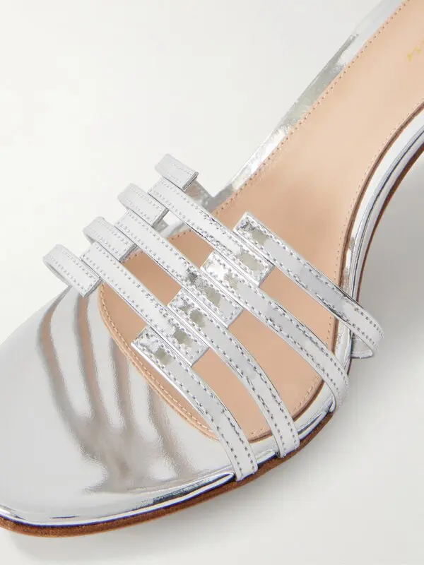 GIANVITO ROSSI 70mm Metallic Leather Mules - Silver