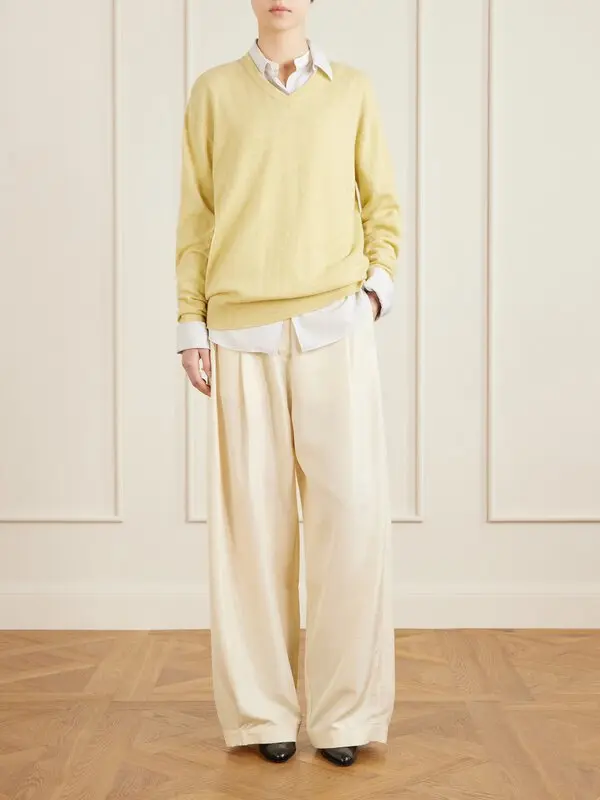 THE ROW Kolina Wide-leg Pleated Silk-faille Trousers - Yellow