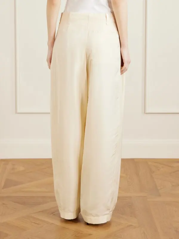 THE ROW Kolina Wide-leg Pleated Silk-faille Trousers - Yellow
