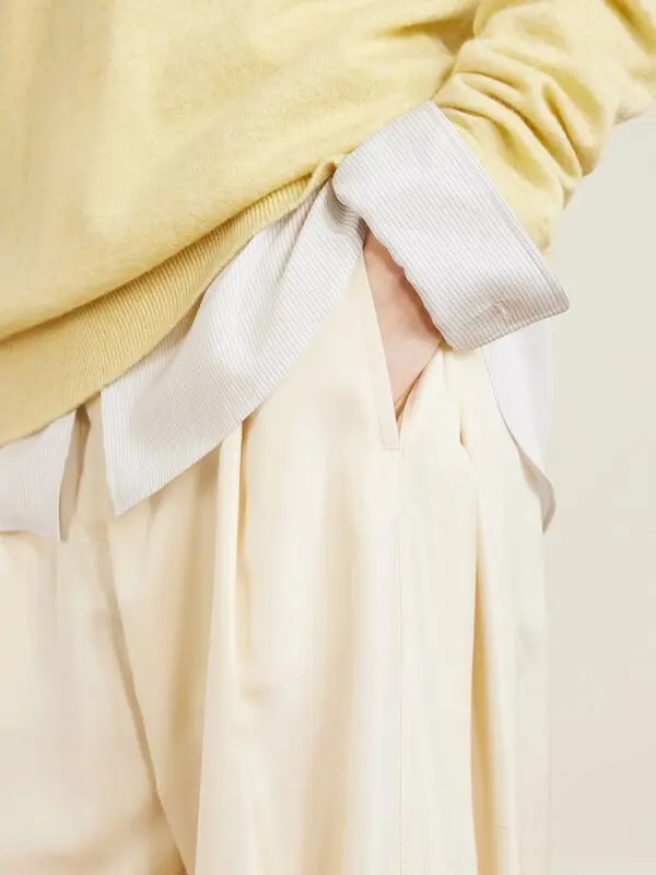 THE ROW Kolina Wide-leg Pleated Silk-faille Trousers - Yellow