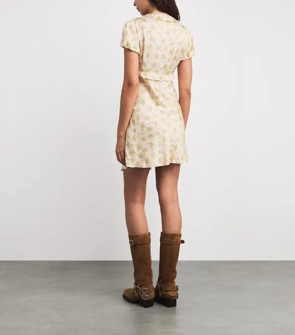 Sandro Floral Print Ruffle Detail Mini Dress - Pink