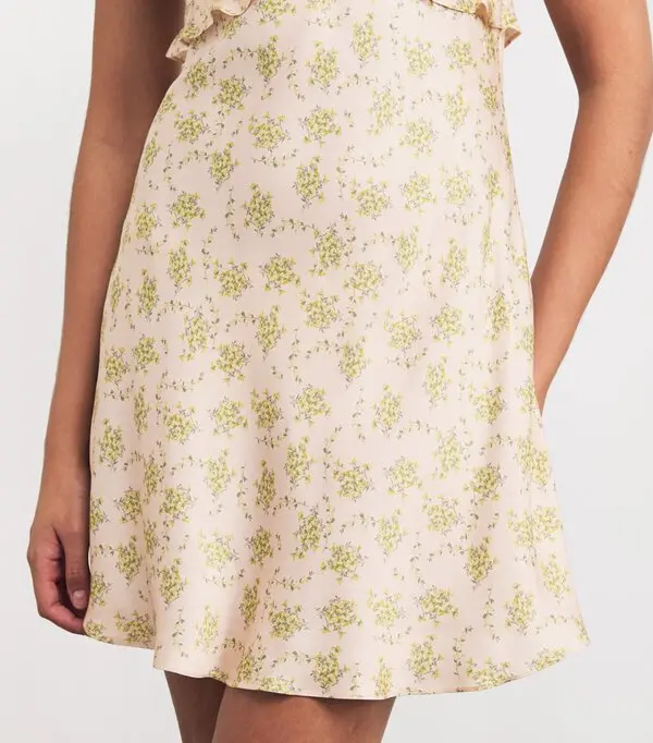 Sandro Floral Print Ruffle Detail Mini Dress - Pink