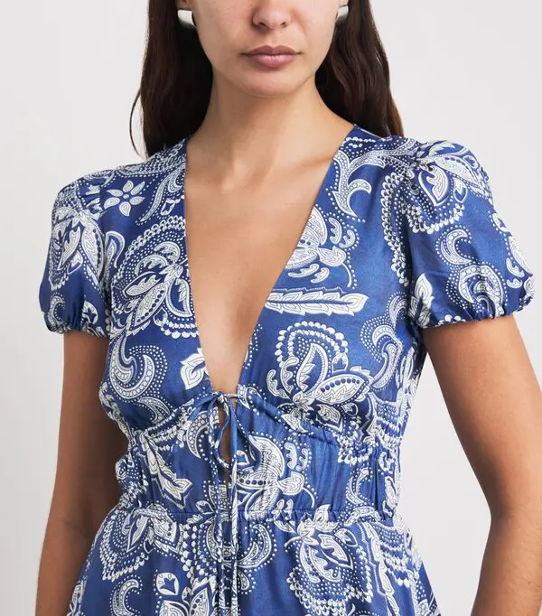Sandro Paisley" Print Puff Sleeve Mini Dress
