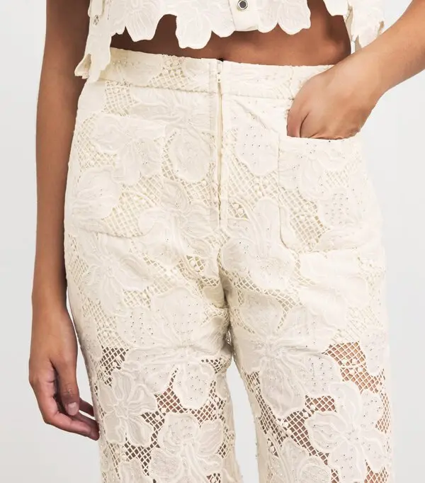 Sandro Guipure Lace Tailored Trousers