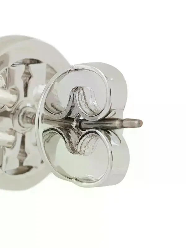 Tory Burch Tone Logo Embellished Stud Earrings - Silver