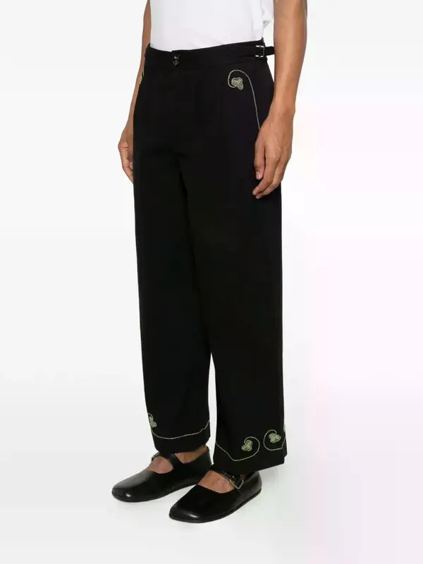 BODE Lucky Draw Embroidered Cotton Twill Trousers