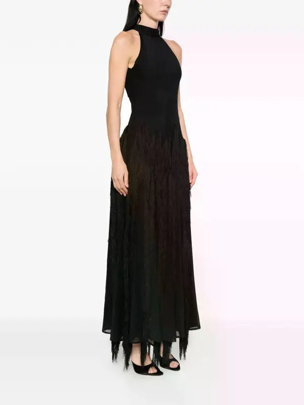 BLESS Tassel Crocheted Maxi Dress - Black