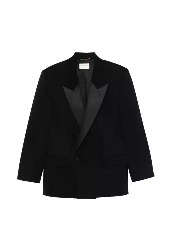 Saint Laurent Double-breasted Peak-lapel Blazer - Black