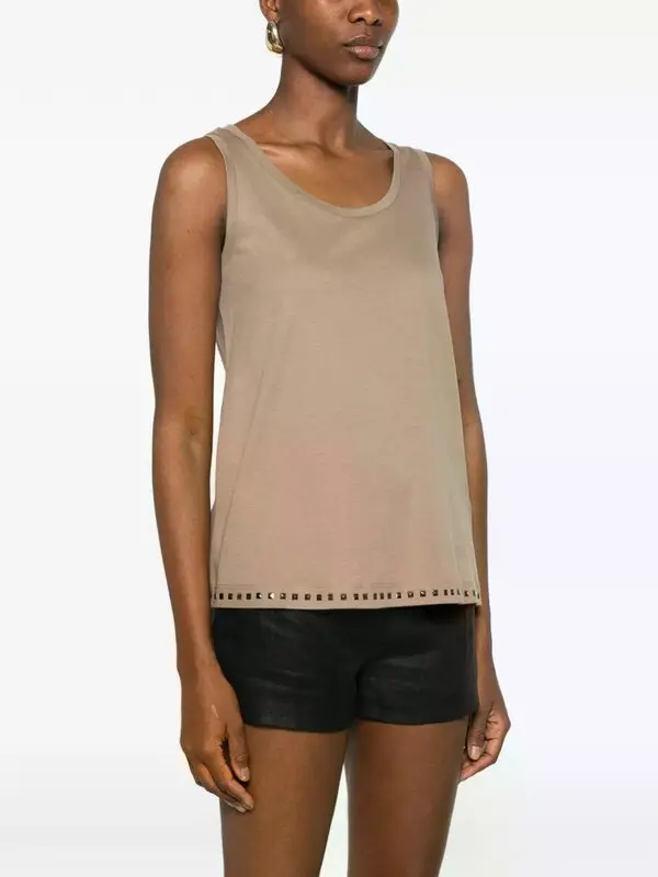 Max Mara Stud Embellished Scoop Neck Tank Top - Brown