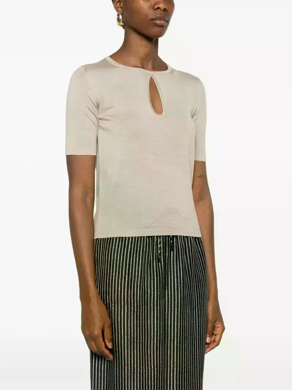 Max Mara Cut-out T-shirt - Neutrals