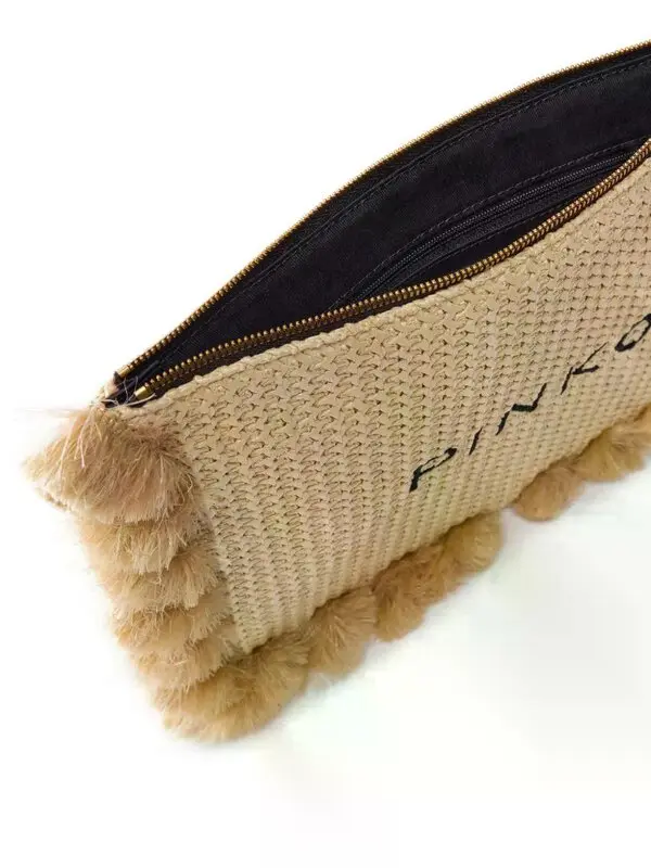 Pinko Raffia Tassel Clutch Bag - Neutrals