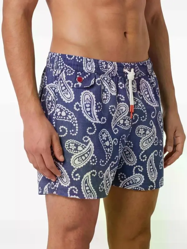 Kiton Patterned Swim Shorts - Blue