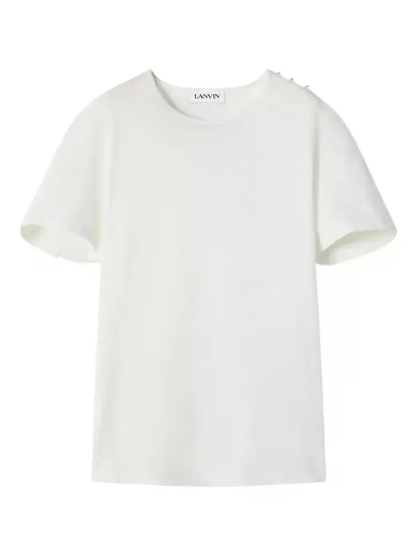 LANVIN Cape Effect Embellished T-shirt - White