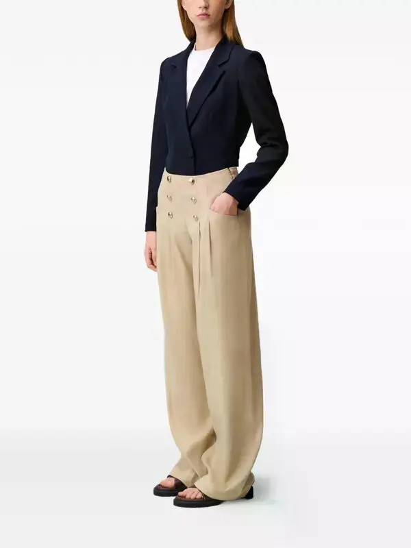 Claudie Pierlot Button-embellished Pleated Wide-leg Trousers