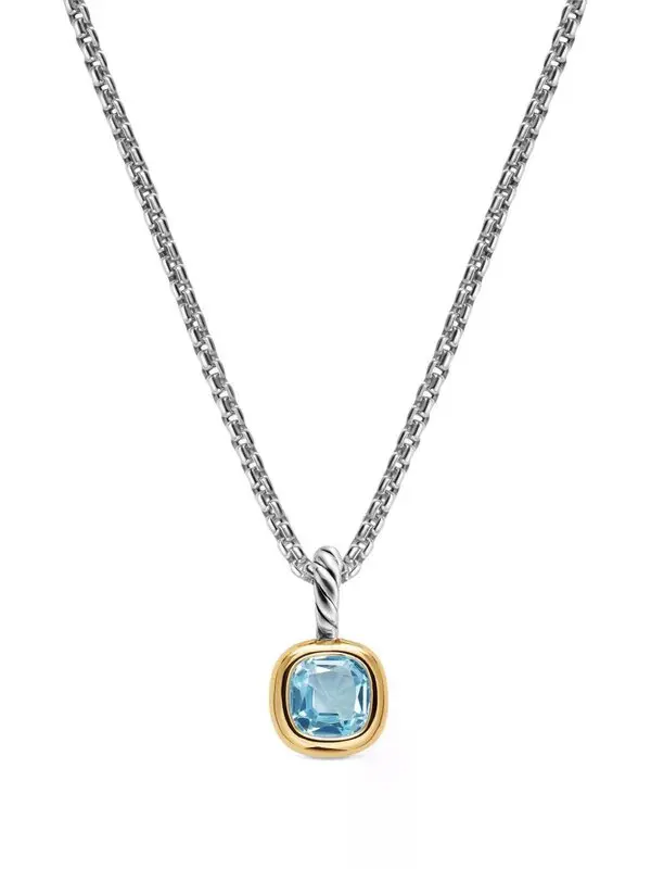 David Yurman Mini Cushion Cut Amulet With Sky Blue Topaz - Silver
