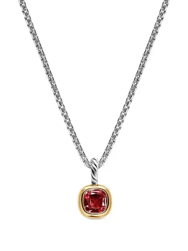 David Yurman Mini Cushion Cut Amulet With Rhodolite Garnet - Silver