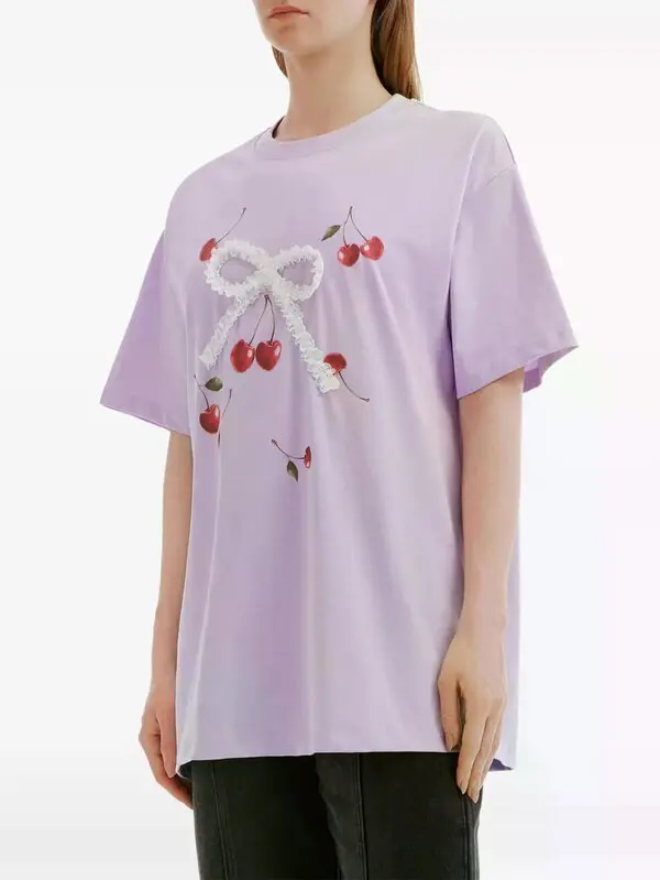 B+AB Cherry Print T-shirt With Bow Detail
