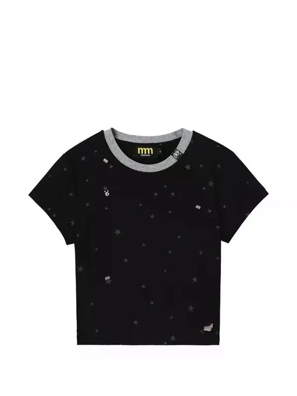 MINI CREAM Star Print Ribbed T-shirt - Black