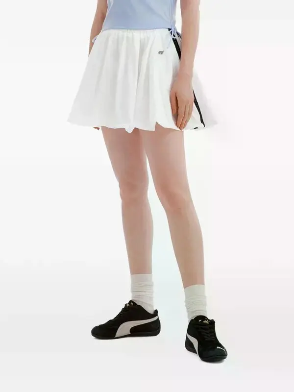 MINI CREAM Elasticated Waist Mini Skirt With Appliqué Detail