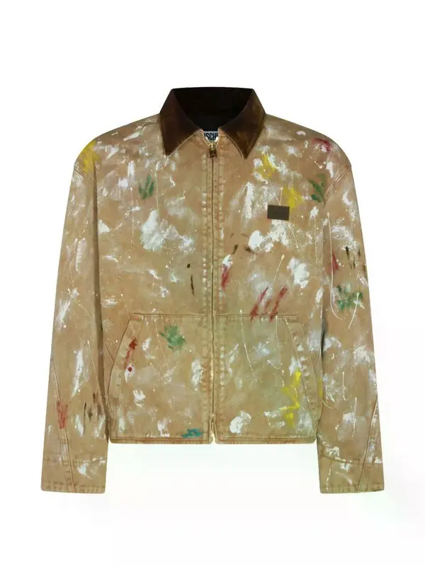Moschino Paint-splash Corduroy Collar Jacket - Neutrals