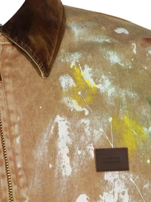Moschino Paint-splash Corduroy Collar Jacket - Neutrals