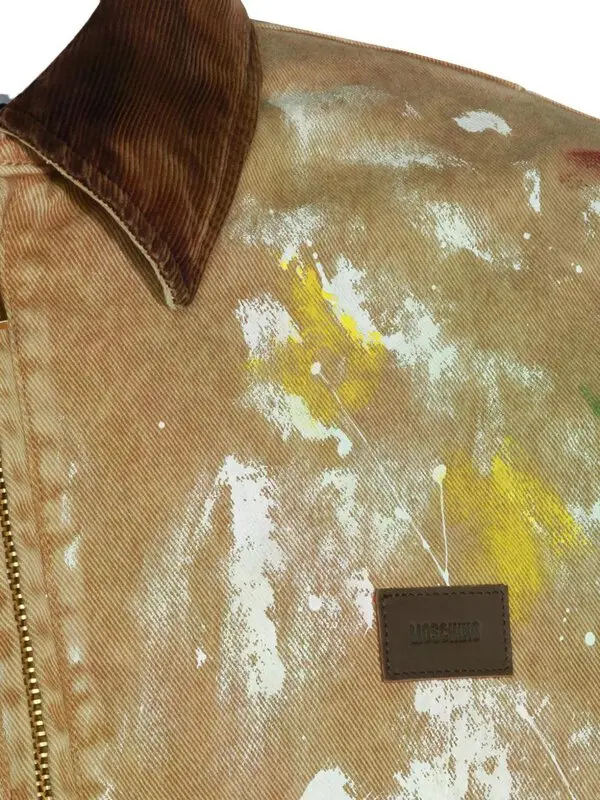 Moschino Paint-splash Corduroy Collar Jacket - Neutrals