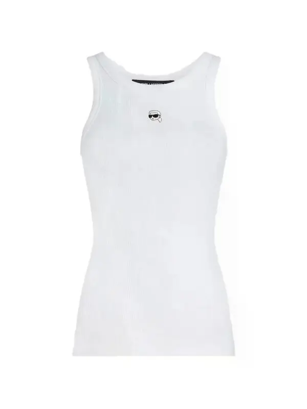 Karl Lagerfeld Ikon Ribbed Tank Top - White