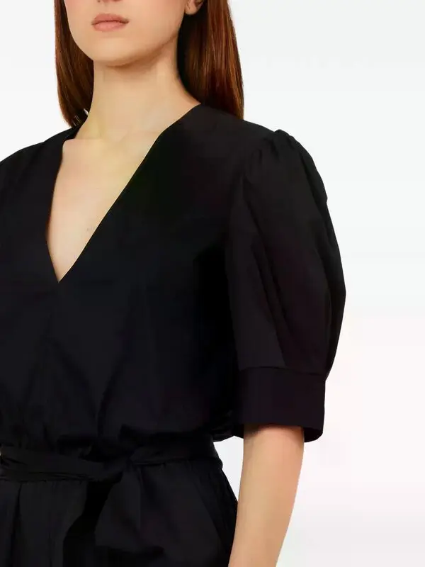 Liu Jo Poplin Jumpsuit With Puff Sleeves And V-neck