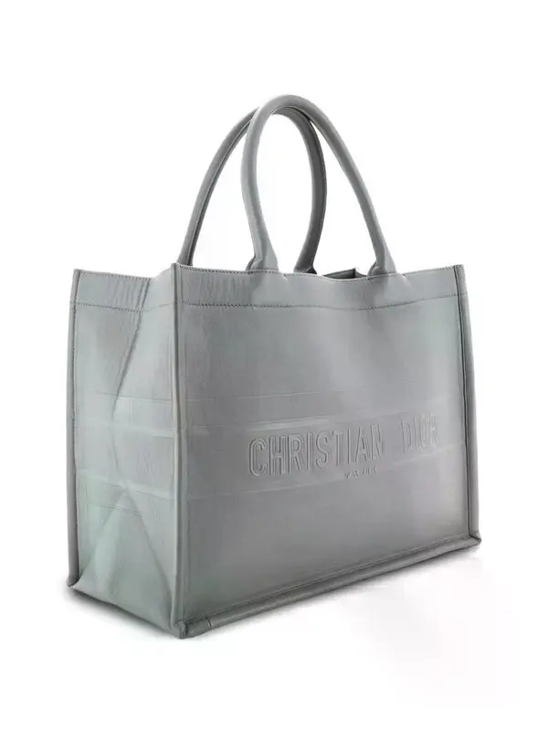 Dior Embossed Leather Medium Tote Bag - Grey