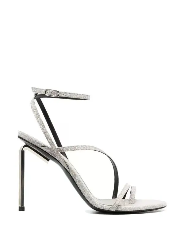 Off-White Glitter Heeled Sandals With Buckle Fastening