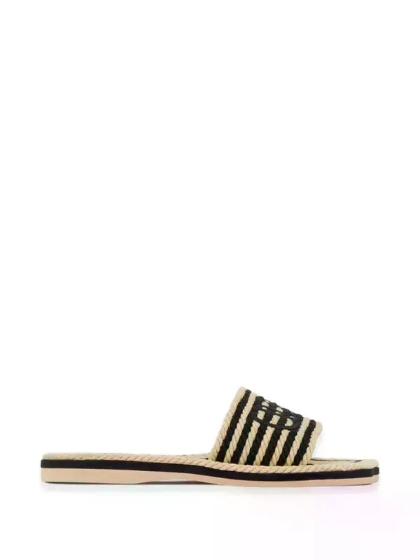 Chloé Striped Logo-embroidered Sandals