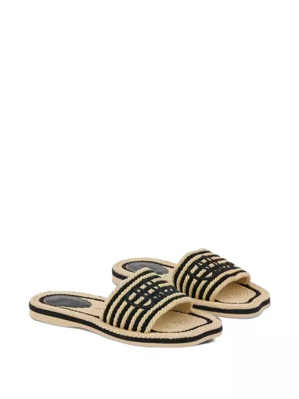 Chloé Striped Logo-embroidered Sandals - Black