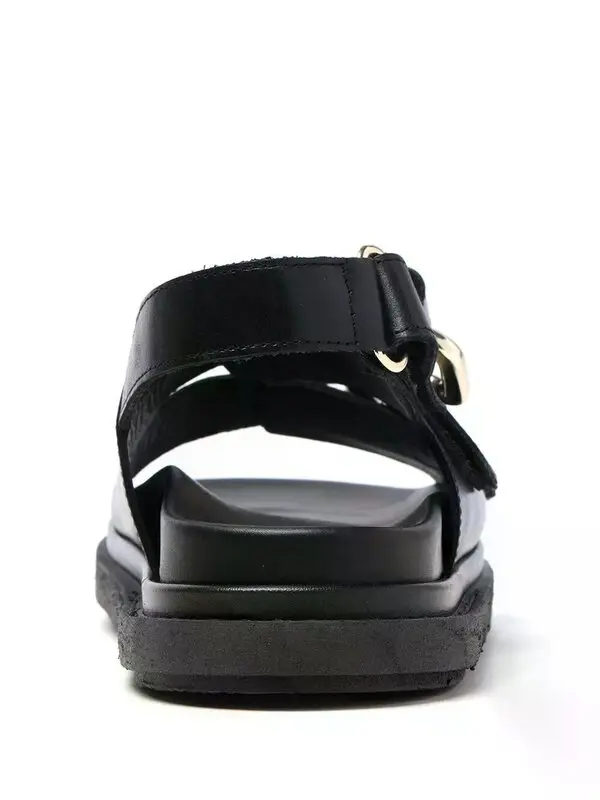 ALOHAS Harper Leather Flat Sandals - Black