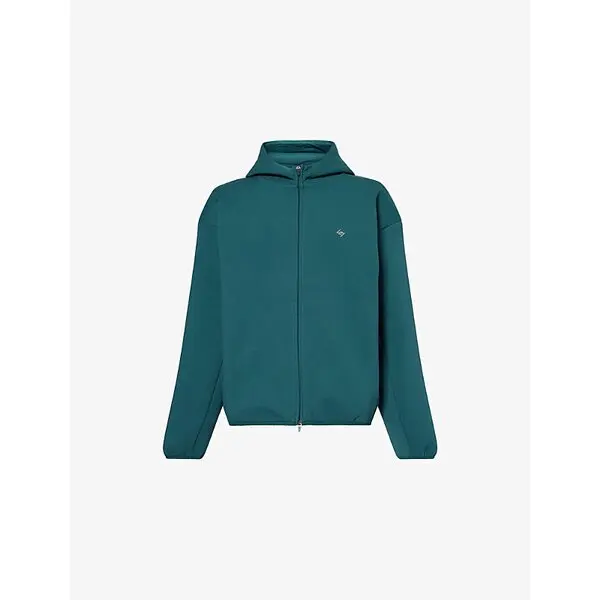 247 BY REPRESENT Numbers Zip-up Cotton-jersey Hoodie - Teal