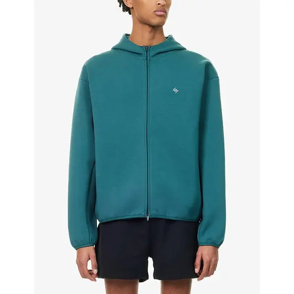 247 BY REPRESENT Numbers Zip-up Cotton-jersey Hoodie - Teal