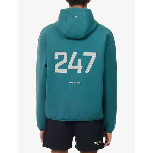 247 BY REPRESENT Numbers Zip-up Cotton-jersey Hoodie - Teal