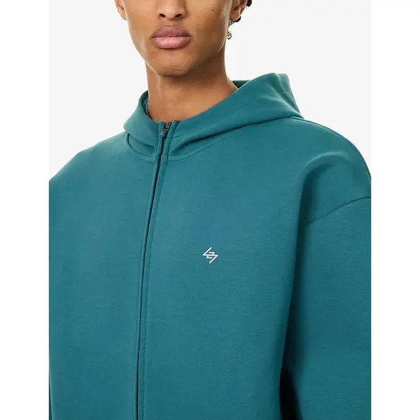 247 BY REPRESENT Numbers Zip-up Cotton-jersey Hoodie - Teal