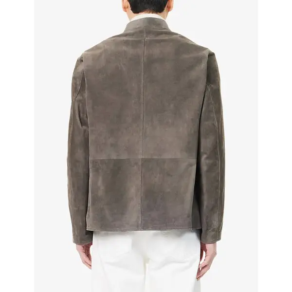 Dunhill Suede Stand-collar Patch-pocket Jacket