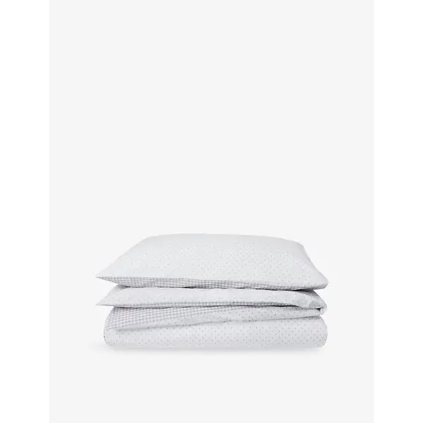 THE WHITE COMPANY Star-print Reversible Cotton Bedding Set - Cloud Grey