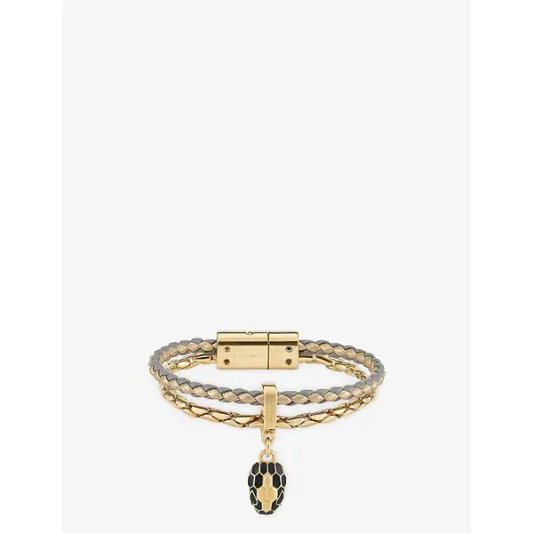 BVLGARI Serpenti Forever Small Brass And Leather Bracelet - Grey