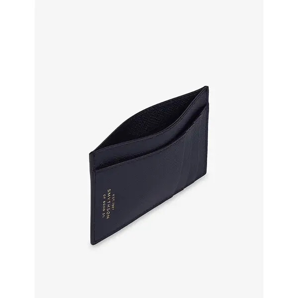Smythson Panama Leather Card Holder - Navy