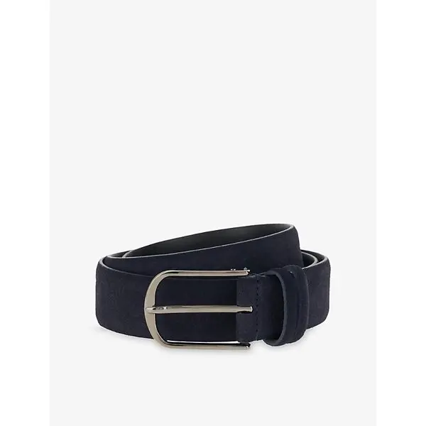 Boggi Milano Printed Suede Belt - Navy Blue