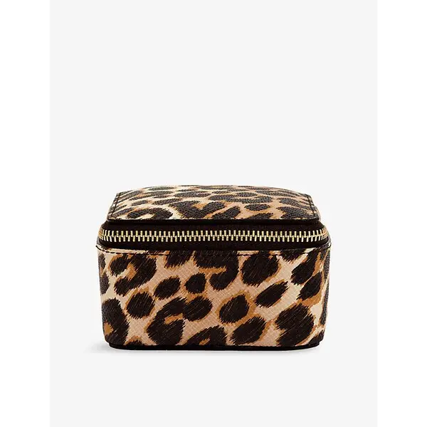Smythson Panama Leopard Medium Leather Trinket Case