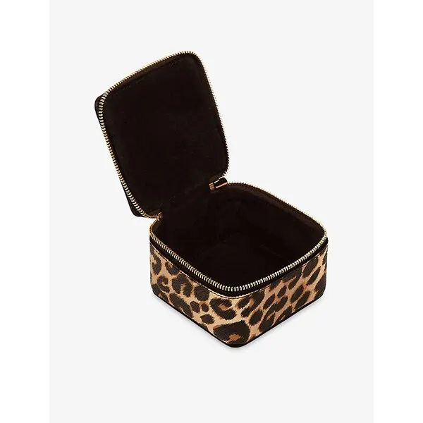 Smythson Panama Leopard Medium Leather Trinket Case