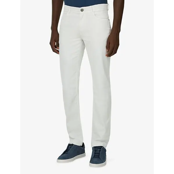 Boggi Milano Garment-dyed Straight-leg Stretch Denim-blend Jeans
