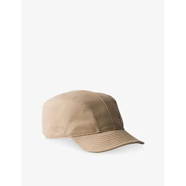 Prada Drill Logo-embroidered Cotton-twill Cap - Neutral