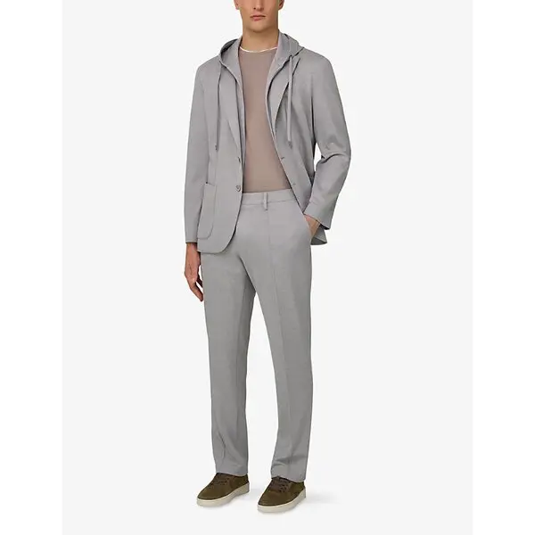 Boggi Milano Stretch-jersey Blazer With Removable Hood